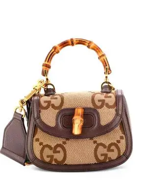 Gucci Bamboo 1947 Jumbo Gg Canvas Mini Crossbody Bag - Brown
