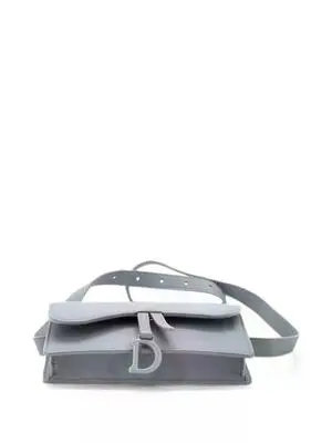 Dior Saddle Rectangular Leather Belt Bag - Grey