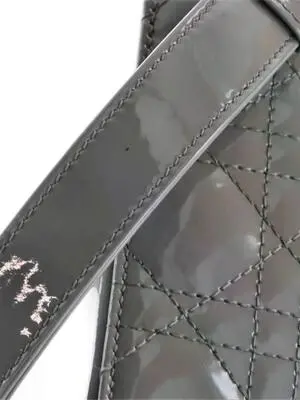 Dior Lady Bag Cannage Quilt Patent Small Satchel - Grey