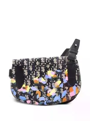 Dior Saddle Messenger Pouch Alex Foxton Floral Oblique Canvas Crossbody Bag - Blue