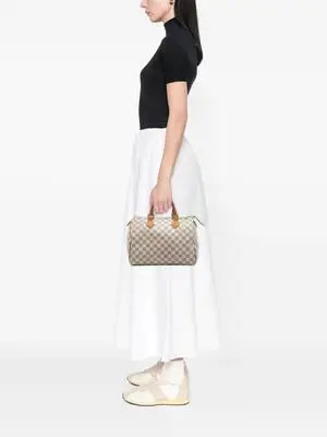 LOUIS VUITTON Damier Azur Speedy 30 Boston Bag - White