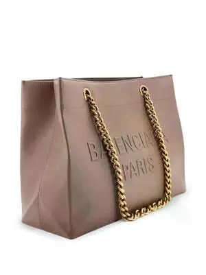 Balenciaga Duty Free Chain Leather Medium Tote Bag - Brown