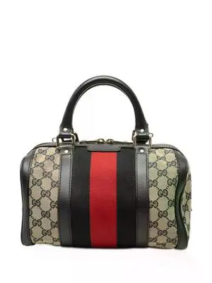 Gucci Gg Canvas Web Joy Boston Bag Satchel - Black