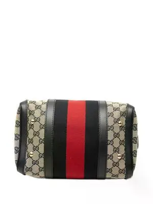 Gucci Gg Canvas Web Joy Boston Bag Satchel - Black