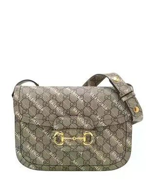 Gucci Balenciaga Medium Gg Supreme Horsebit 1955 Shoulder Bag - Neutrals
