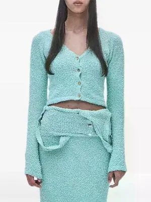 MULLER OF YOSHIOKUBO Textured Knit V-neck Cardigan - Green