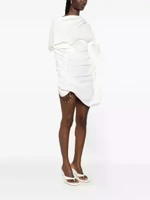 Issey Miyake Asymmetrical Draped V-neck Mini Dress