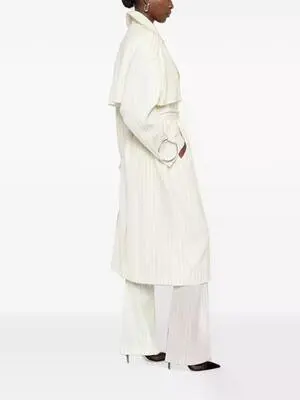DONDUP Pinstripe Pattern Belted Trench Coat