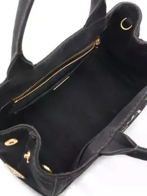 Prada 2000s Canapa Logo Print Tote Bag - Black