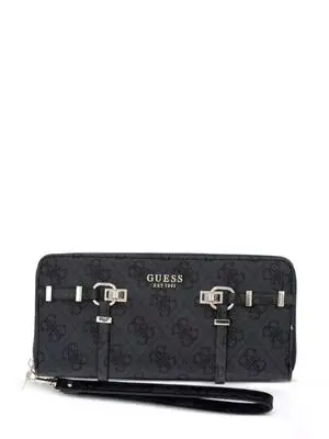 Guess Leona 4g-pattern Buckled Wallet - Black