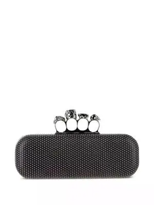 Alexander McQueen Skull Knuckle Studded Clutch Bag - Black