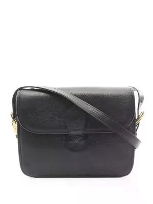Saint Laurent Debossed Logo Leather Shoulder Bag - Black