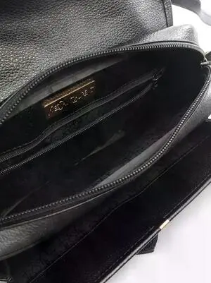 Saint Laurent Debossed Logo Leather Shoulder Bag - Black