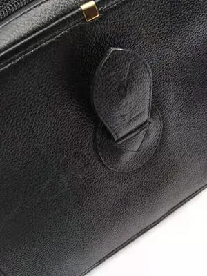 Saint Laurent Debossed Logo Leather Shoulder Bag - Black