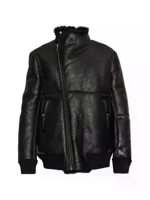 Rick Owens Shearling-trimmed Asymmetric Zip Jacket - Black