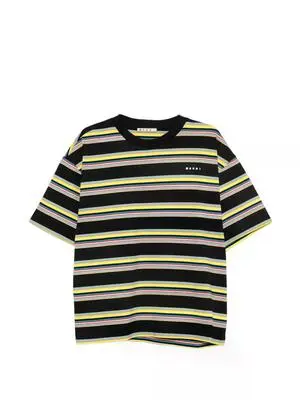 Marni Striped Logo-print Cotton T-shirt - Black