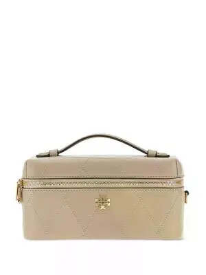 Tory Burch Charlie Quilted Leather Beauty Case - Neutrals