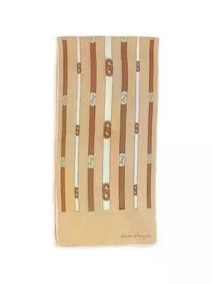 FERRAGAMO Gancini Stripe Scarf - Neutrals