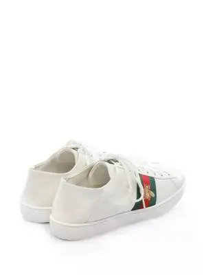 Gucci Bee Web Stripe Leather Sneakers