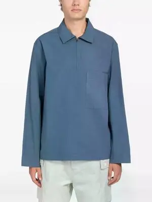 MARGARET HOWELL Half-zip Long-sleeve Shirt - Blue