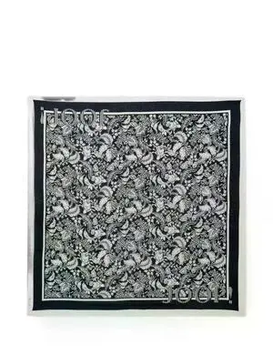 JOOP! Adalia Floral-print Logo-border Scarf - Black