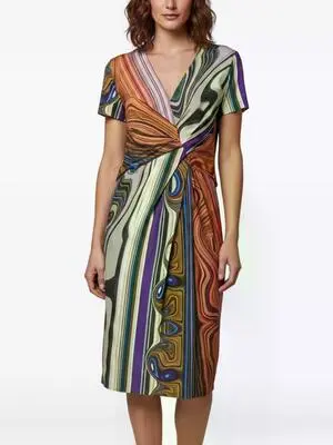 Escada Sonia Rykiel Draped Jersey Midi Dress With Swirl Print