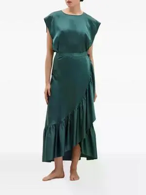ERES Ruffled Silk Midi Skirt - Green