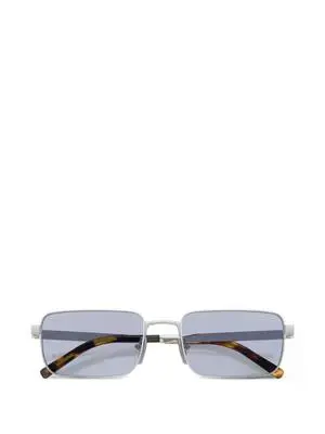 Prada Tone Rectangle Frame Sunglasses With Blue-tinted Lenses - Silver