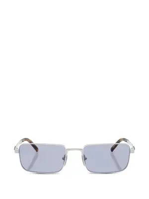 Prada Tone Rectangle Frame Sunglasses With Blue-tinted Lenses - Silver