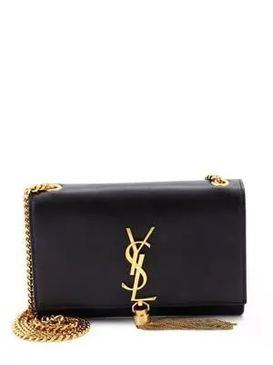 Saint Laurent Monogram Tassel Leather Crossbody Bag - Black