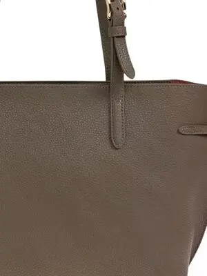 Furla Grainy Leather Tote Bag With Drawstring Details - Brown