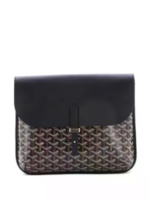 Goyard Coursier Messenger Bag In Coated Canvas And Leather - Black