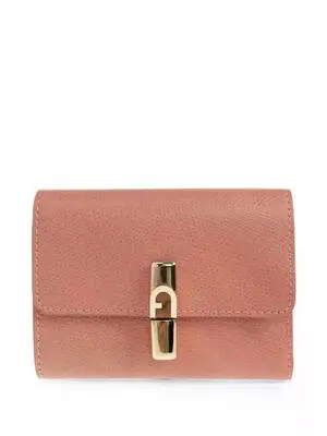 Furla Iride Logo-plaque Grained-leather Wallet - Pink