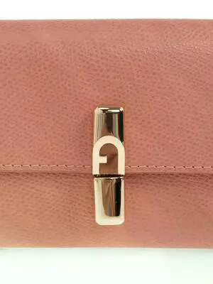Furla Iride Logo-plaque Grained-leather Wallet - Pink