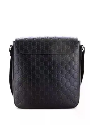 Gucci Leather Messenger Bag With Buckle Flap - Black