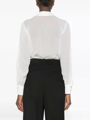 Elisabetta Franchi Sheer Chain-detail Wrap-front Bodysuit - White