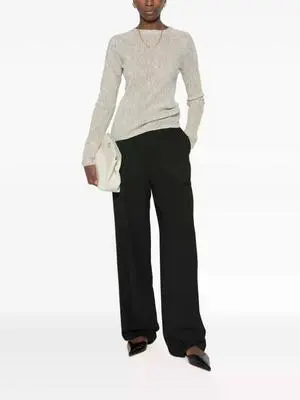 Brunello Cucinelli Ribbed Knit Long Sleeve Top - Grey