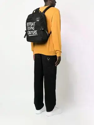 Versace Graffiti Logo Backpack - Black