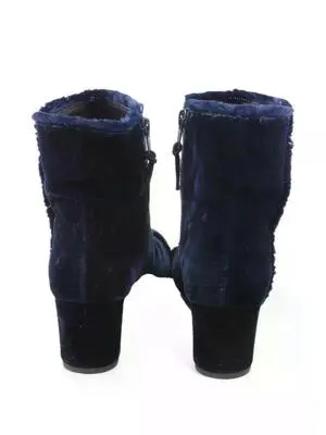 STUART WEITZMAN Velvet Ankle Boots With Raw-edge Trim