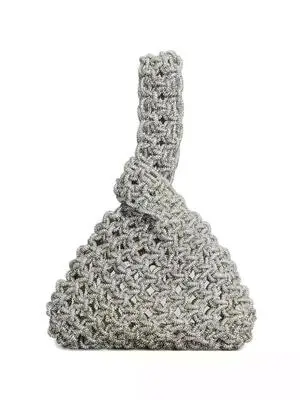HIBOURAMA Crystal Embellished Clutch Bag - Silver