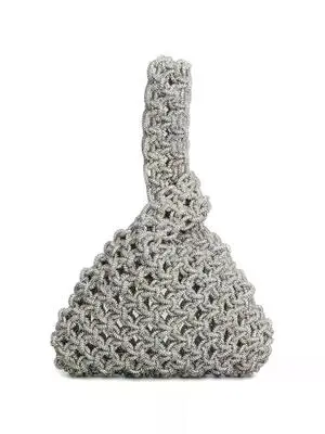 HIBOURAMA Crystal Embellished Clutch Bag - Silver