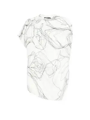 Fabiana Filippi Floral-print Draped Top - Blue