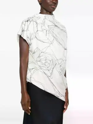 Fabiana Filippi Floral-print Draped Top - Blue