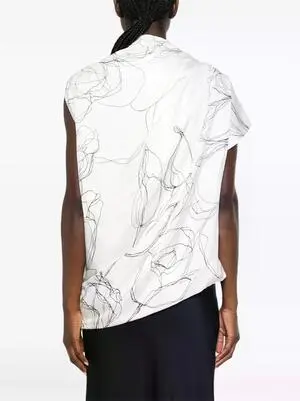 Fabiana Filippi Floral-print Draped Top - Blue