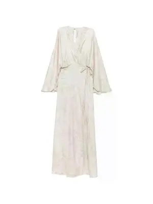 GOLDEN GOOSE Jacquard Wrap Maxi Dress - Neutrals