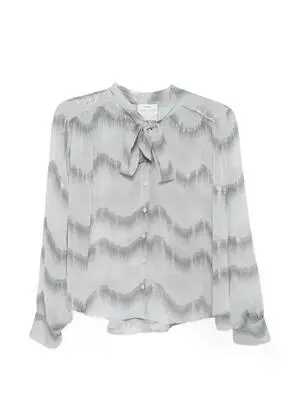 FORTE_FORTE Chevron Pussy-bow Shirt - Grey