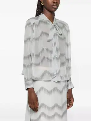 FORTE_FORTE Chevron Pussy-bow Shirt