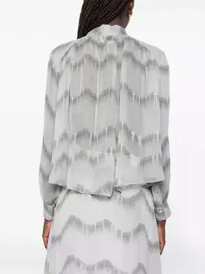 FORTE_FORTE Chevron Pussy-bow Shirt