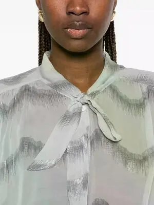 FORTE_FORTE Chevron Pussy-bow Shirt