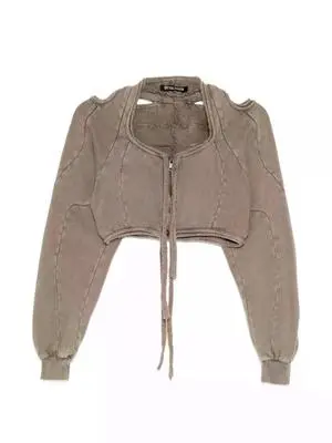 Ottolinger Cropped Zip-up Hoodie With Drawstring - Brown